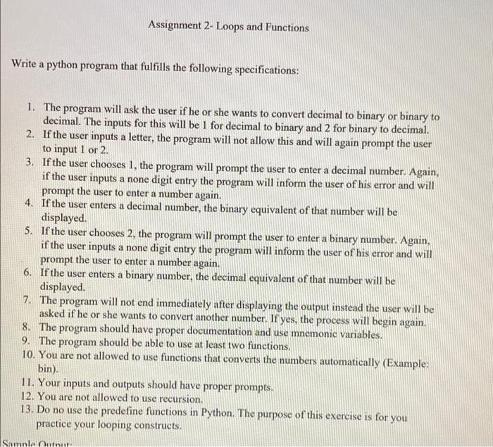 Solved Assignment 2- Loops and Functions Write a python | Chegg.com