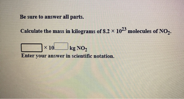 Solved Be sure to answer all parts. Calculate the mass in | Chegg.com