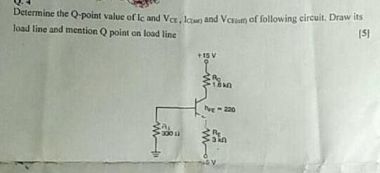 Solved Determine the Q-point value of lc and Vce, lectw, and | Chegg.com