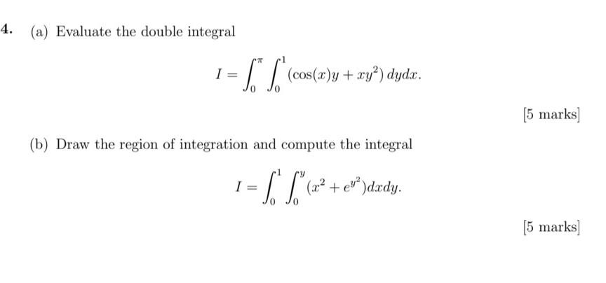Solved (a) Evaluate the double integral | Chegg.com
