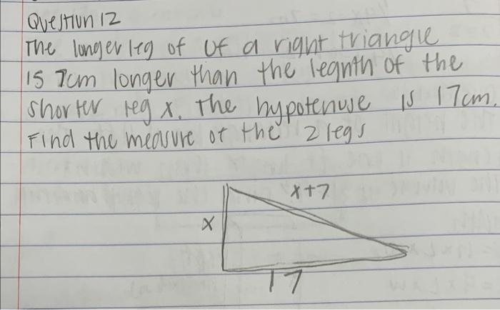 Solved Quejtiun 12 The longerleg of of a right triangie 15 | Chegg.com