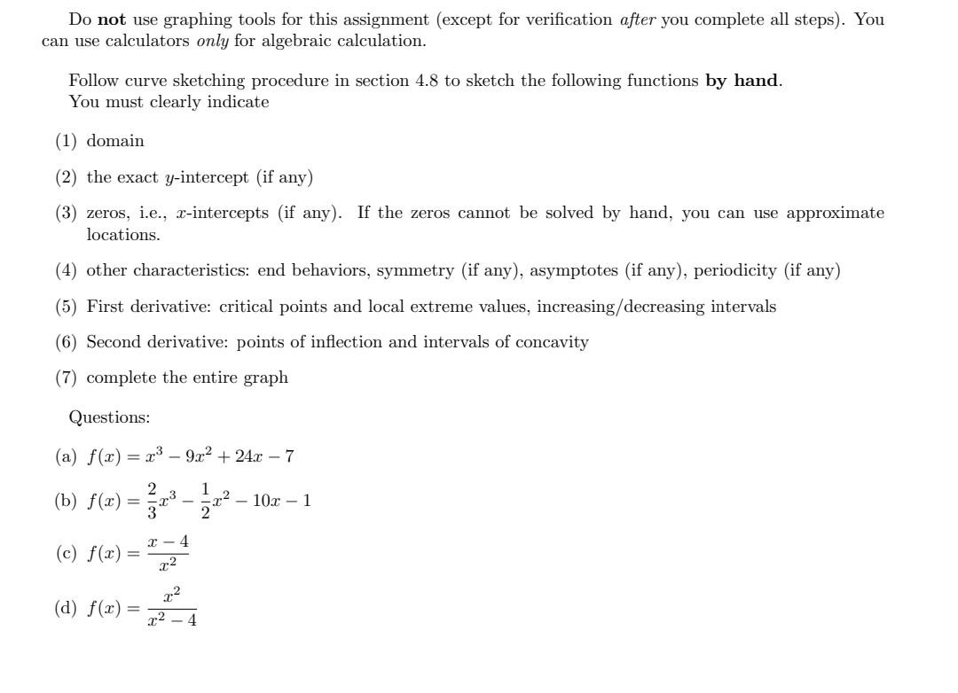 Solved Do not use graphing tools for this assignment (except | Chegg.com
