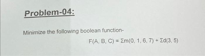 Solved Minimize the following boolean function- | Chegg.com