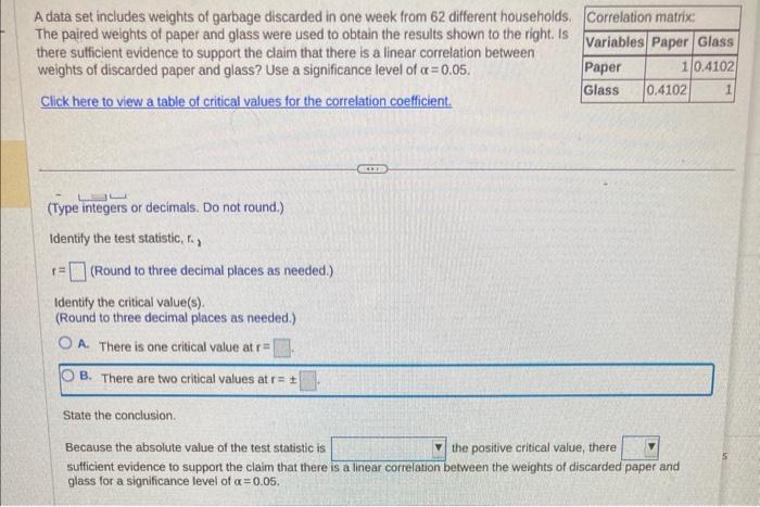 Solved A data set includes weights of garbage discarded in | Chegg.com