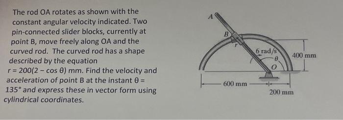 Solved The rod OA rotates as shown with the constant angular | Chegg.com
