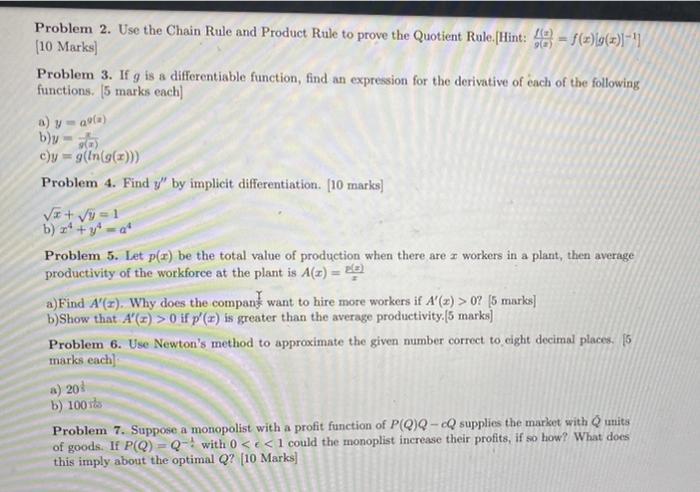 Solved Problem 2. Use the Chain Rule and Product Rule to | Chegg.com