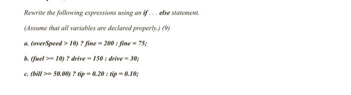 Solved Rewrite the following expressions using an if...else | Chegg.com