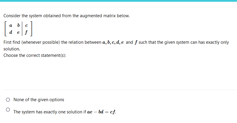 Solved Consider the system obtained from the augmented | Chegg.com
