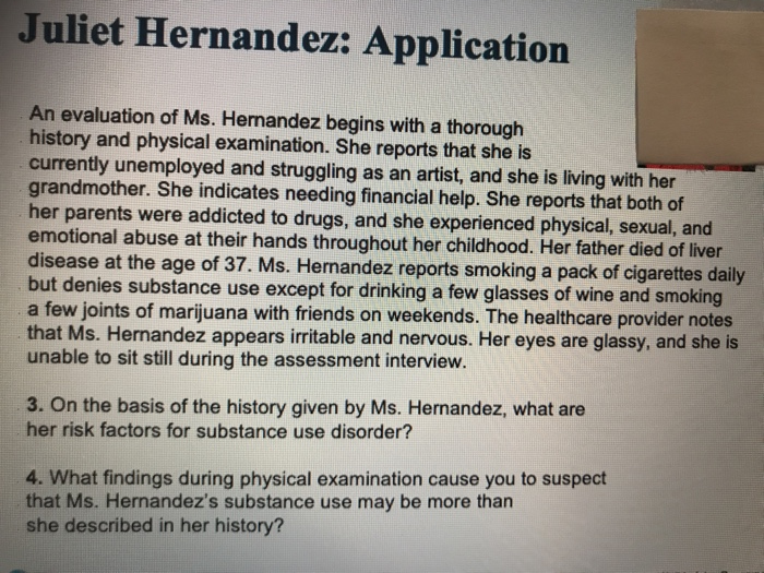 Solved Juliet Hernandez: Application An evaluation of Ms. | Chegg.com