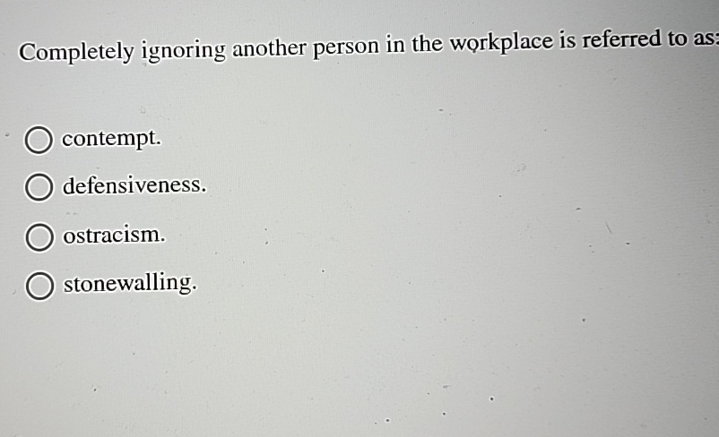 Solved Completely ignoring another person in the workplace | Chegg.com