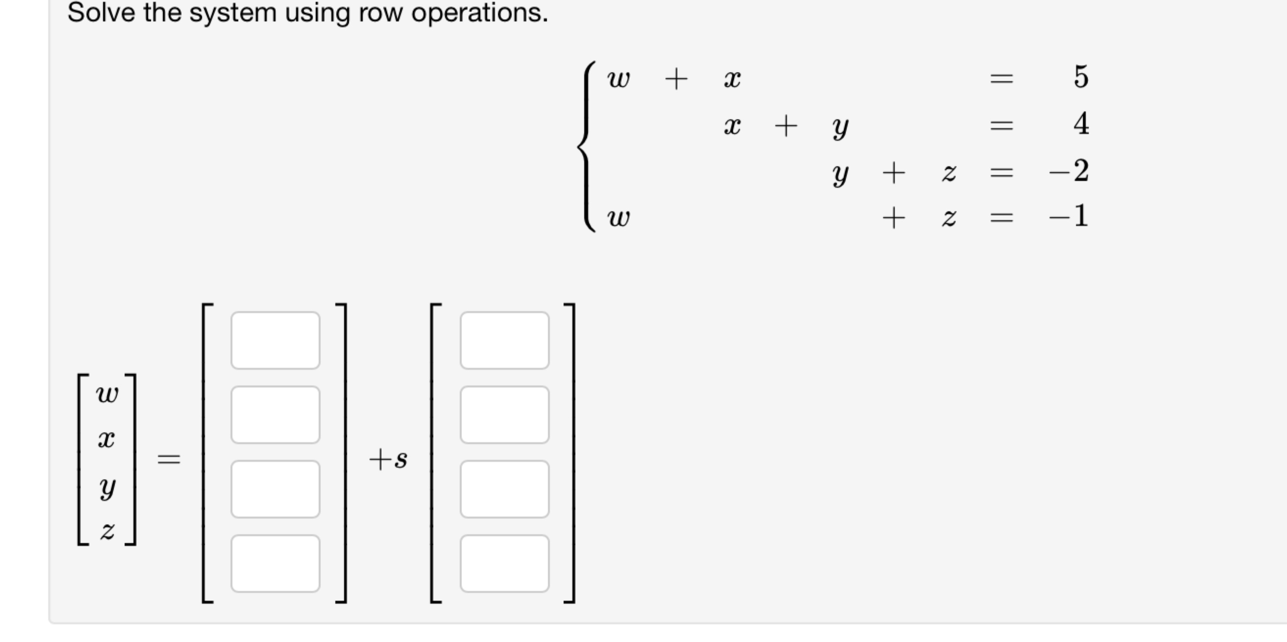 Solved Solve the system using row operations. | Chegg.com