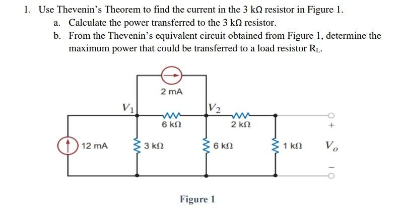 1. Use Thevenin's Theorem to find the current in the | Chegg.com