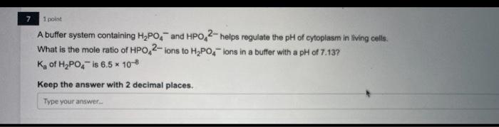 Solved 1 point A buffer system containing H2PO4, and HPO 2- | Chegg.com