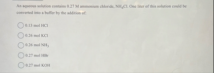 Solved An aqueous solution contains 0.27 ﻿M ammonium | Chegg.com