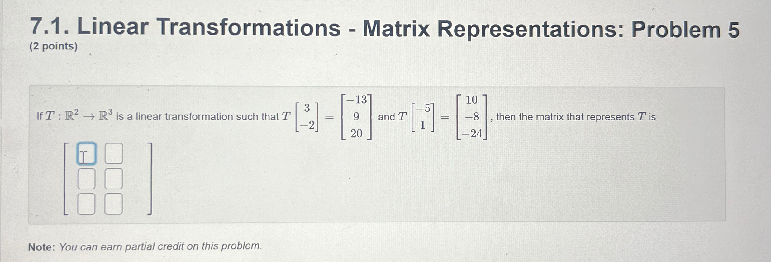 Solved 7.1. ﻿Linear Transformations - ﻿Matrix | Chegg.com