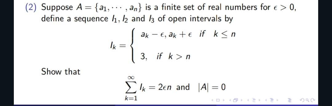 Solved (2) ﻿Suppose A={a1,cdots,an} ﻿is a finite set of real | Chegg.com