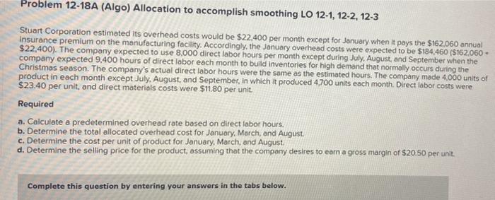 Solved Problem 12-18A (Algo) Allocation to accomplish | Chegg.com