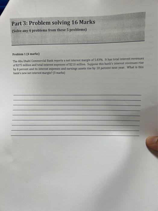 Solved Part 3: Problem solving 16 Marks (Solve any 4 | Chegg.com