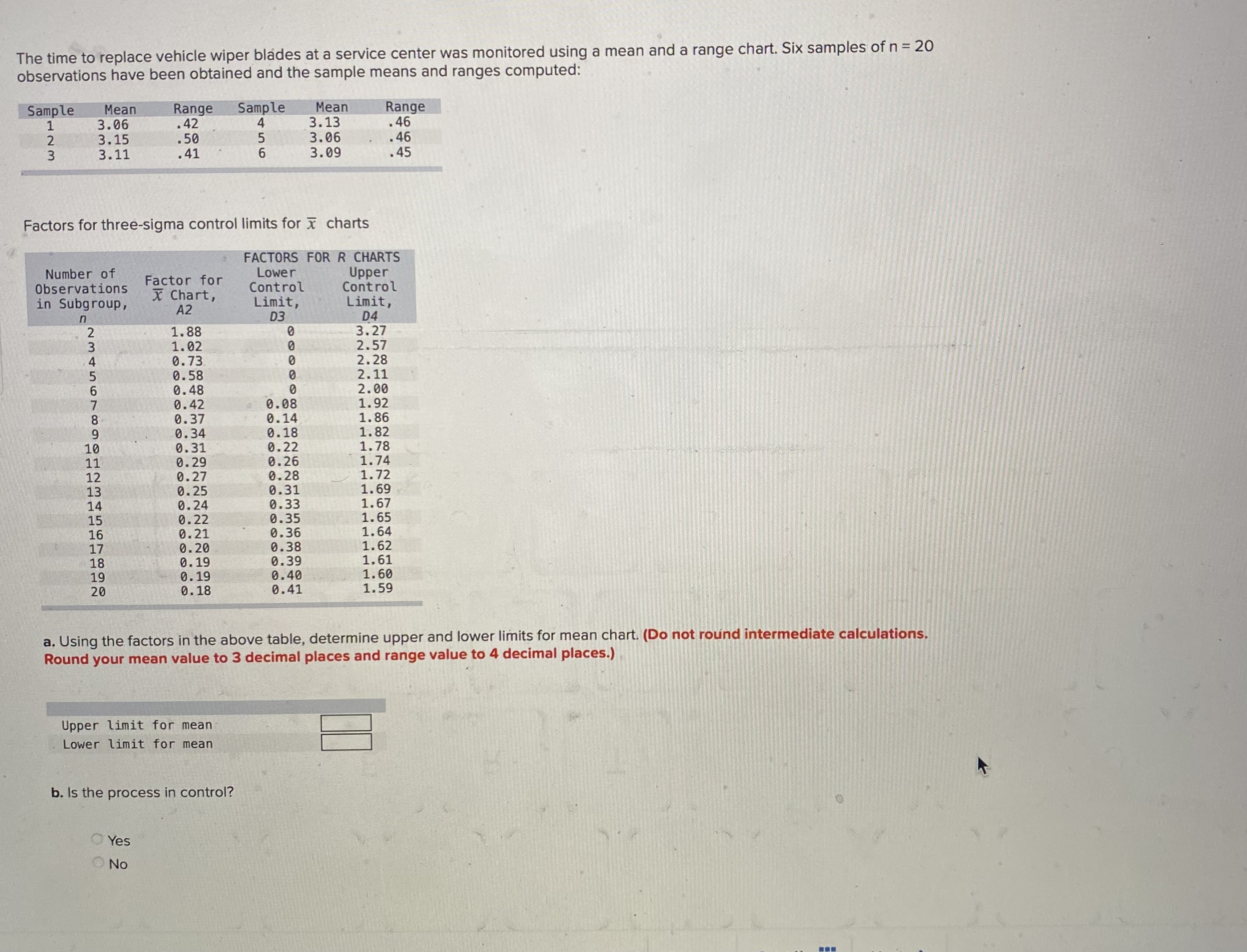 Solved The time to replace vehicle wiper bládes at a service | Chegg.com