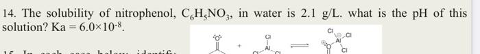 Solved the solubilty of nitrophenol c6H5No3 in water is 2.1 | Chegg.com