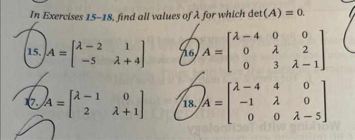 Solved In Exercises 15-18, find all values of λ for which | Chegg.com