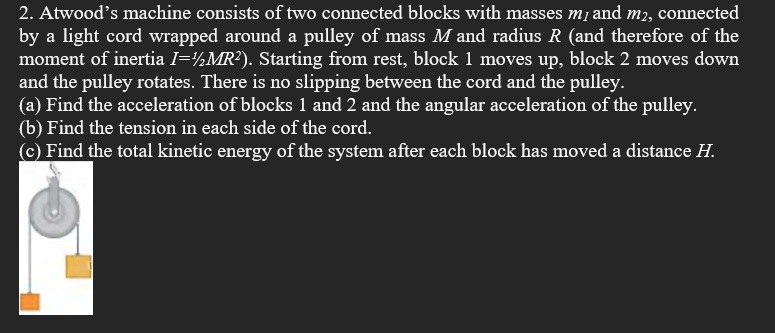 Solved Atwood's machine consists of two connected blocks | Chegg.com
