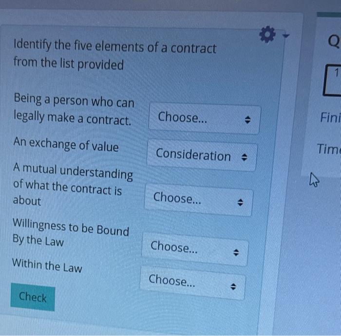 Solved Identify the five elements of a contract from the | Chegg.com
