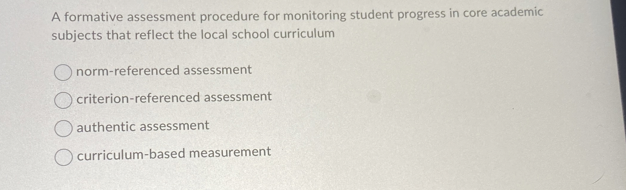 Solved A formative assessment procedure for monitoring | Chegg.com