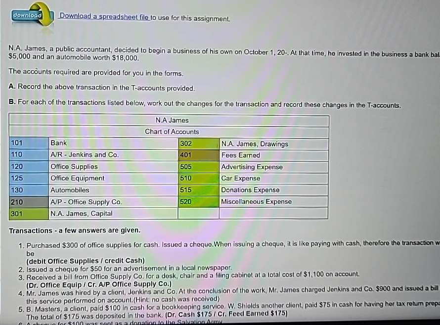 Solved downloodDownload a spreadsheet file to use for this | Chegg.com