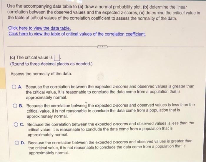 Solved Use the accompanying data table to (a) draw a normal | Chegg.com
