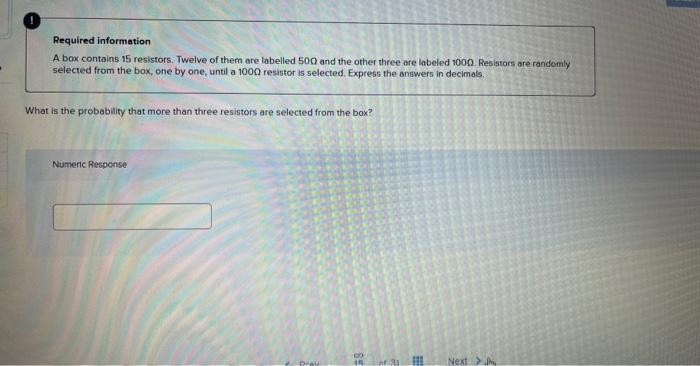Solved Required information A box contains 15 resistors. | Chegg.com