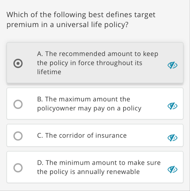 Solved Which of the following best defines target premium in | Chegg.com
