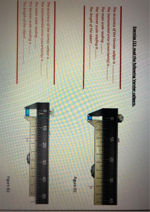 Solved Exercise (1): read the following Vernier calipers. 10 | Chegg.com