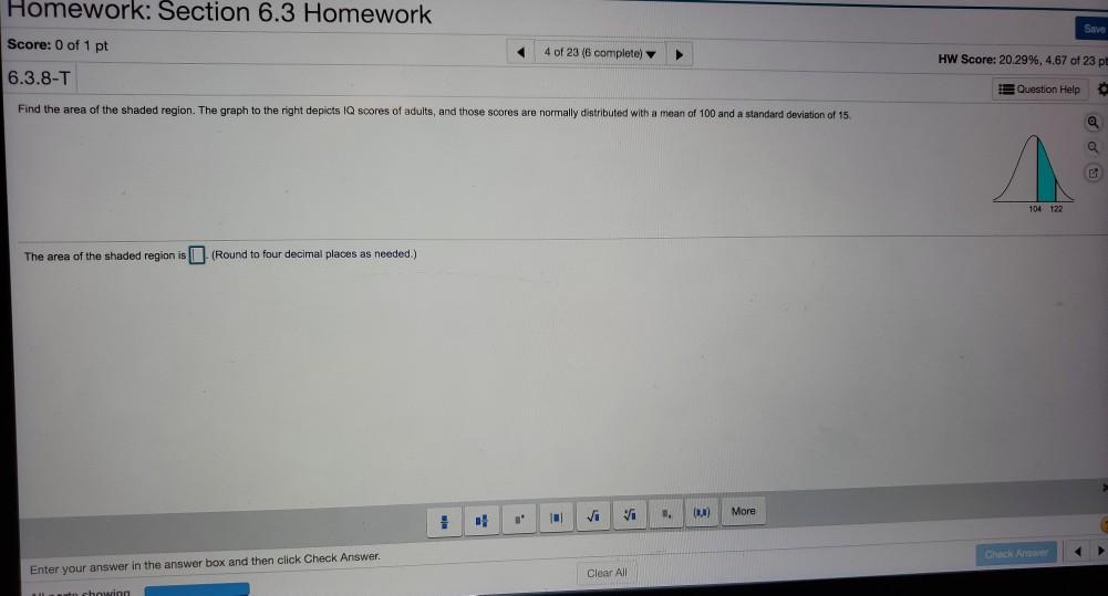 Solved Homework Section 6 3 Homework Save Score 0 Of 1 Pt