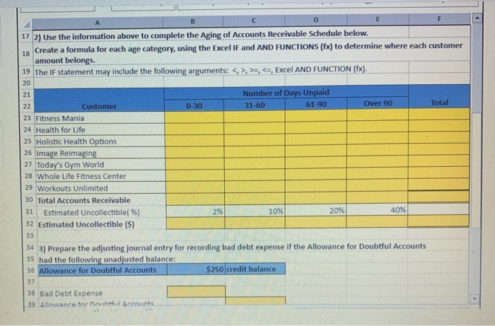 Solved Aging of accounts receivable method 1. Prepare an | Chegg.com