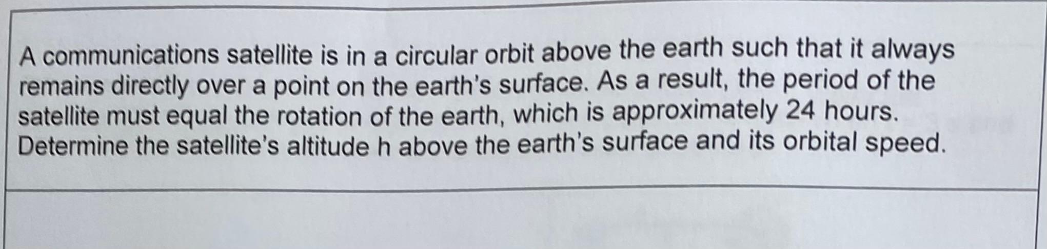 Solved A communications satellite is in a circular orbit | Chegg.com