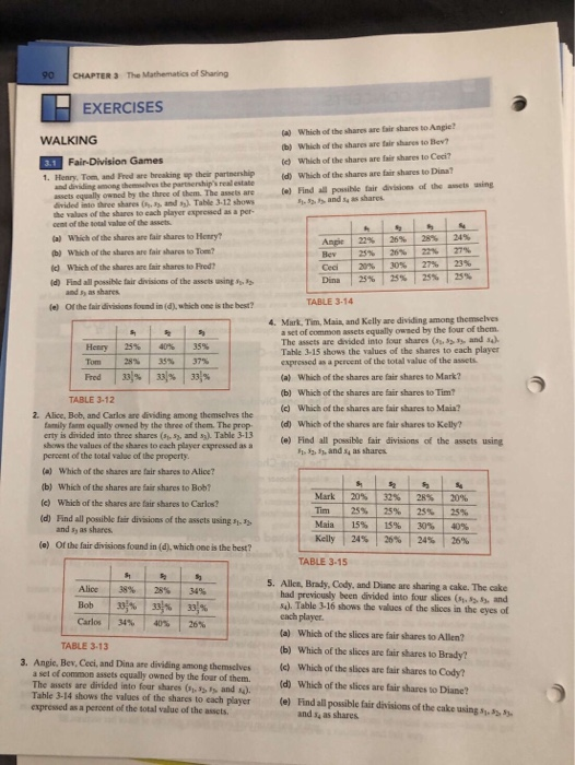 90 CHAPTER 3 The Mathematics of Sharing EXERCISES | Chegg.com