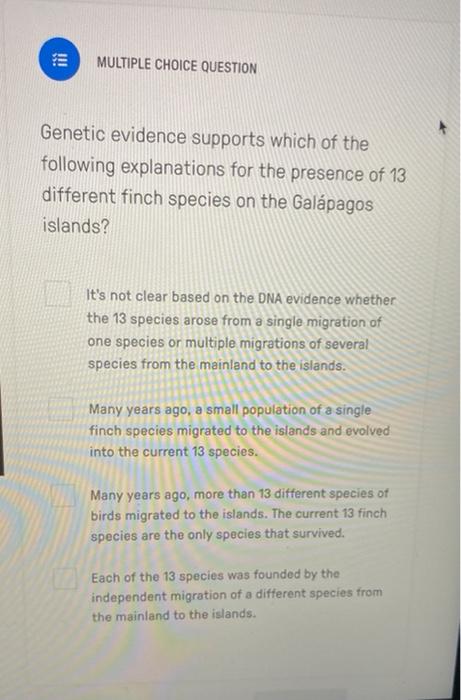 Solved III MULTIPLE CHOICE QUESTION Genetic evidence | Chegg.com