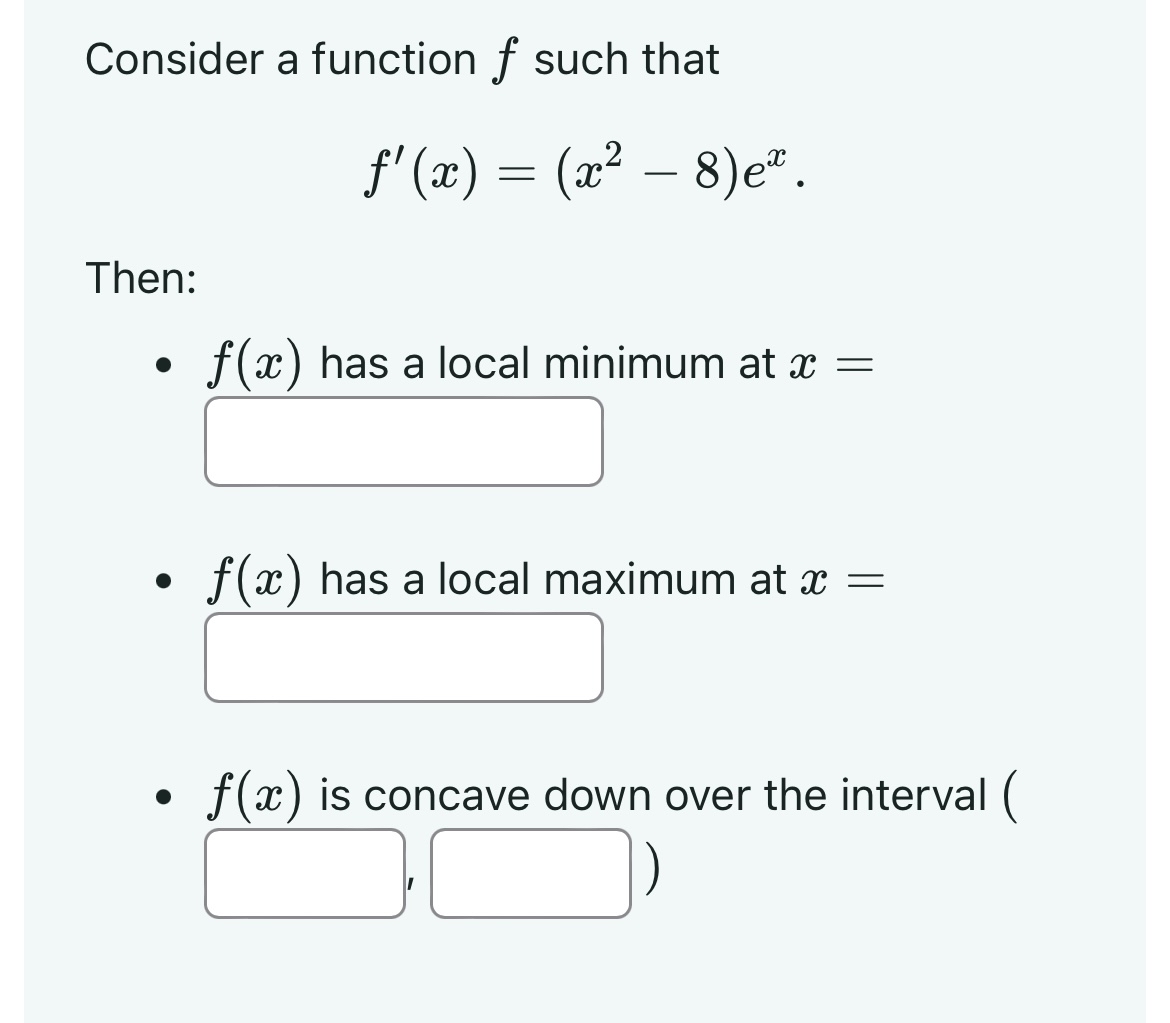 Solved Consider a function f ﻿such | Chegg.com