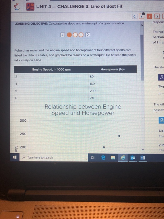 Solved UNIT 4 CHALLENGE 3: Line of Best Fit LEARNING | Chegg.com