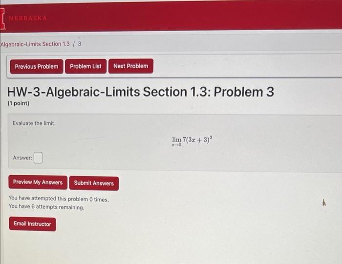 Solved HW-3-Algebraic-Limits Section 1.3: Problem 3 (1 | Chegg.com