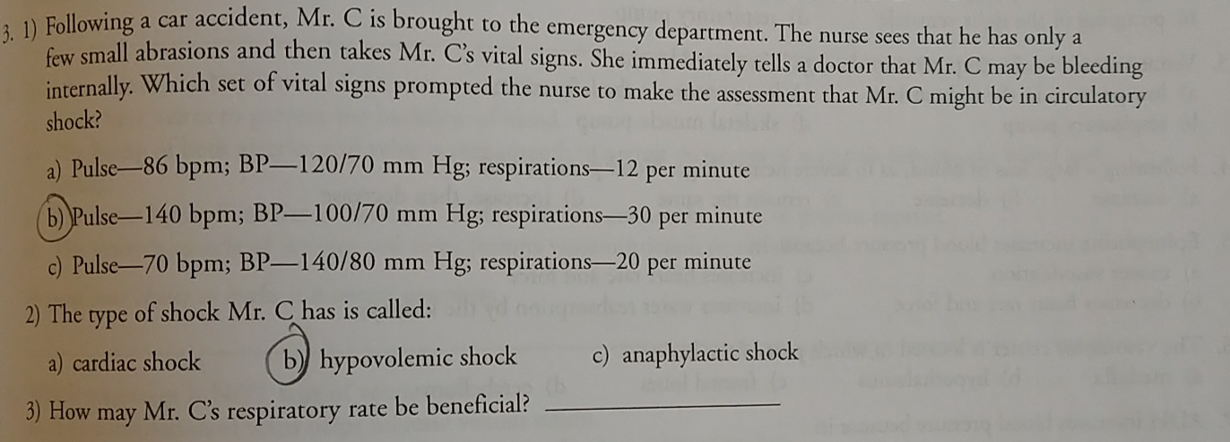 Solved Following a car accident, Mr. ﻿C is brought to the | Chegg.com