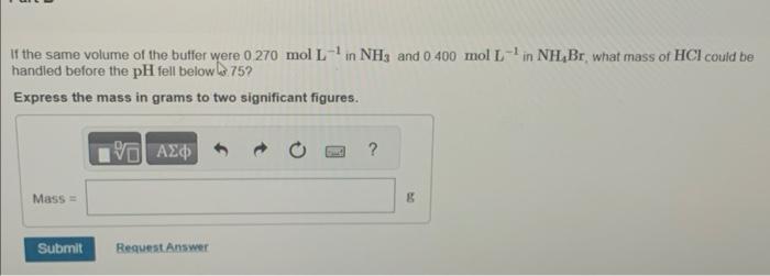 Solved A 150.0 mL buffer solution is 0.105 mol L−1 in NH3 | Chegg.com