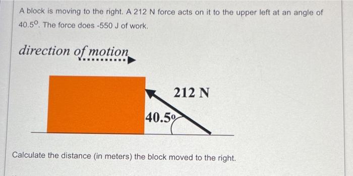 Solved A block is moving to the right. A 212 N force acts on | Chegg.com