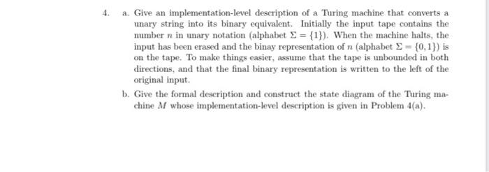 Solved 4. a. Give an implementation-level description of a | Chegg.com