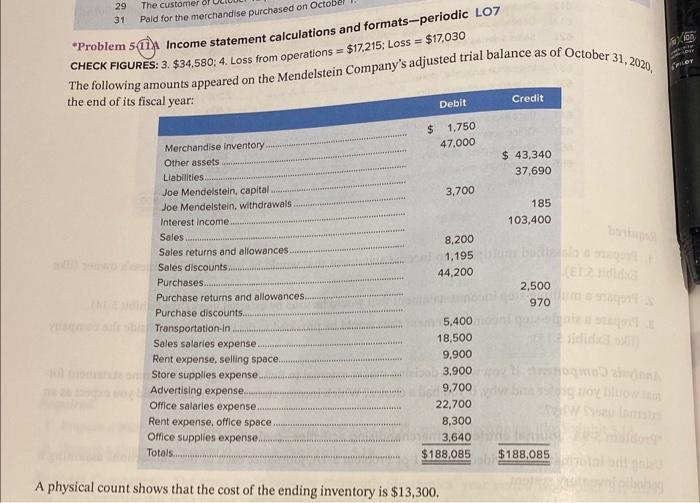 Solved "Problem 5 (11i) Income statement calculations and | Chegg.com