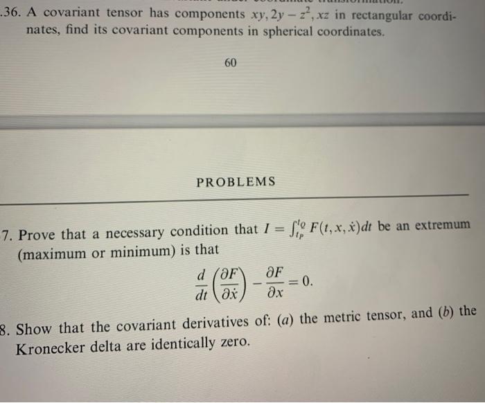 Solved 36. A covariant tensor has components xy, 2y - z², xz | Chegg.com