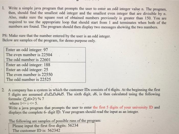 Solved n. 1. Write a simple java program that prompts the | Chegg.com