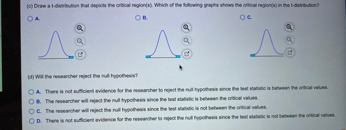 (c) Draw a t-distribution that depicts the critical | Chegg.com