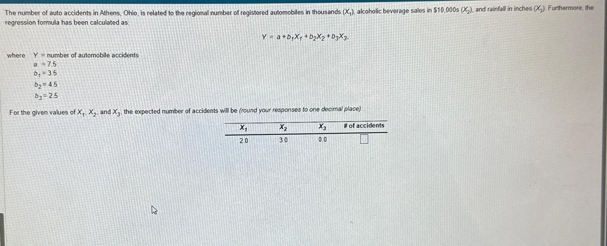 Solved regression formula has been calculated | Chegg.com